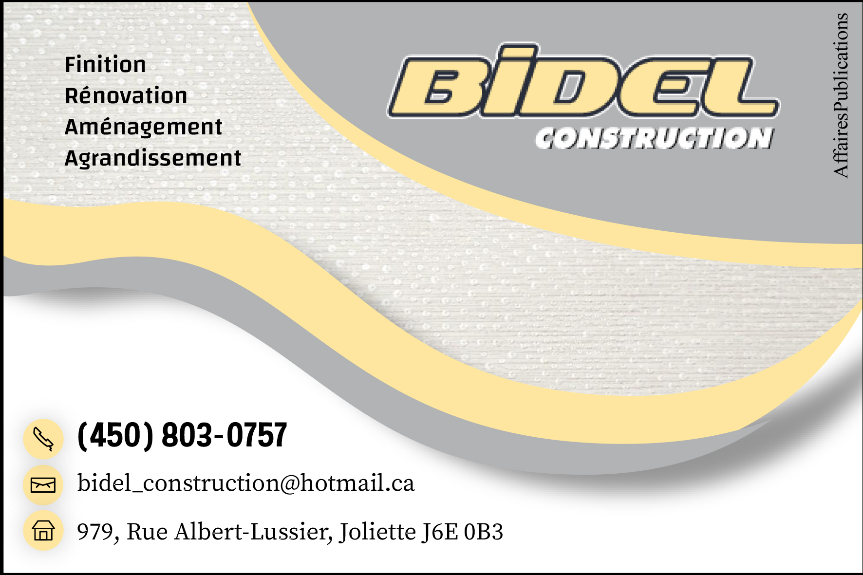 BIDEL CONSTRUCTION - Affaires Publications