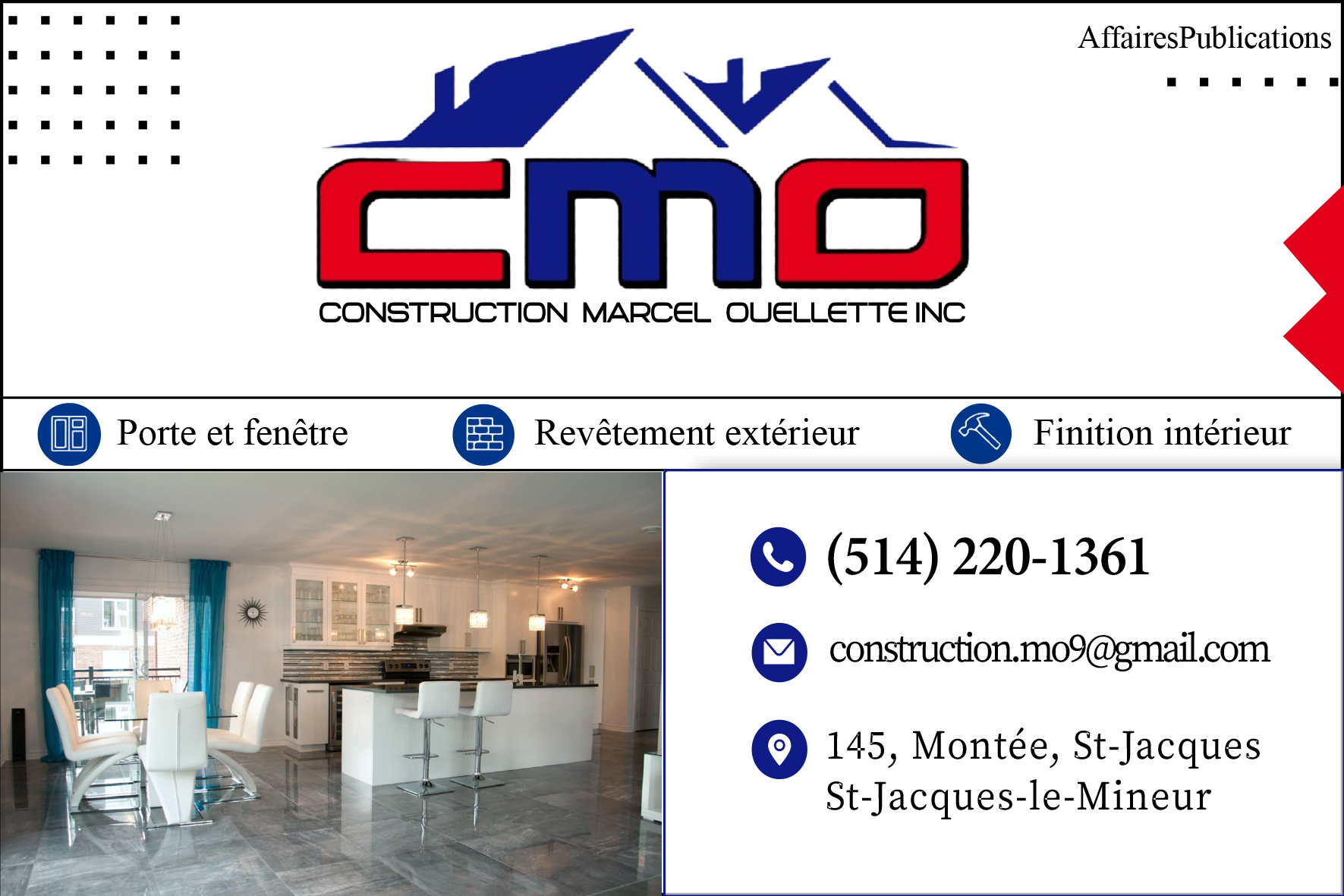 CONSTRUCTION MARCEL OUELLETTE INC - Affaires Publications