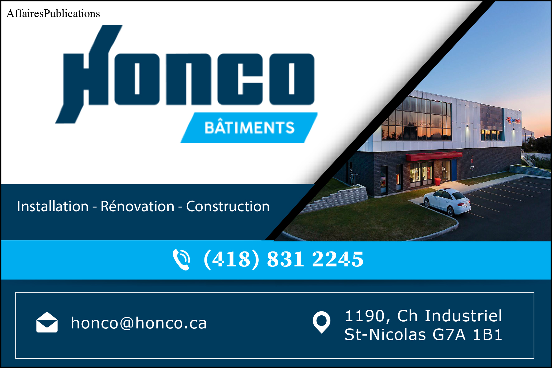 HONCO BÂTIMENTS D' ACIER - Affaires Publications