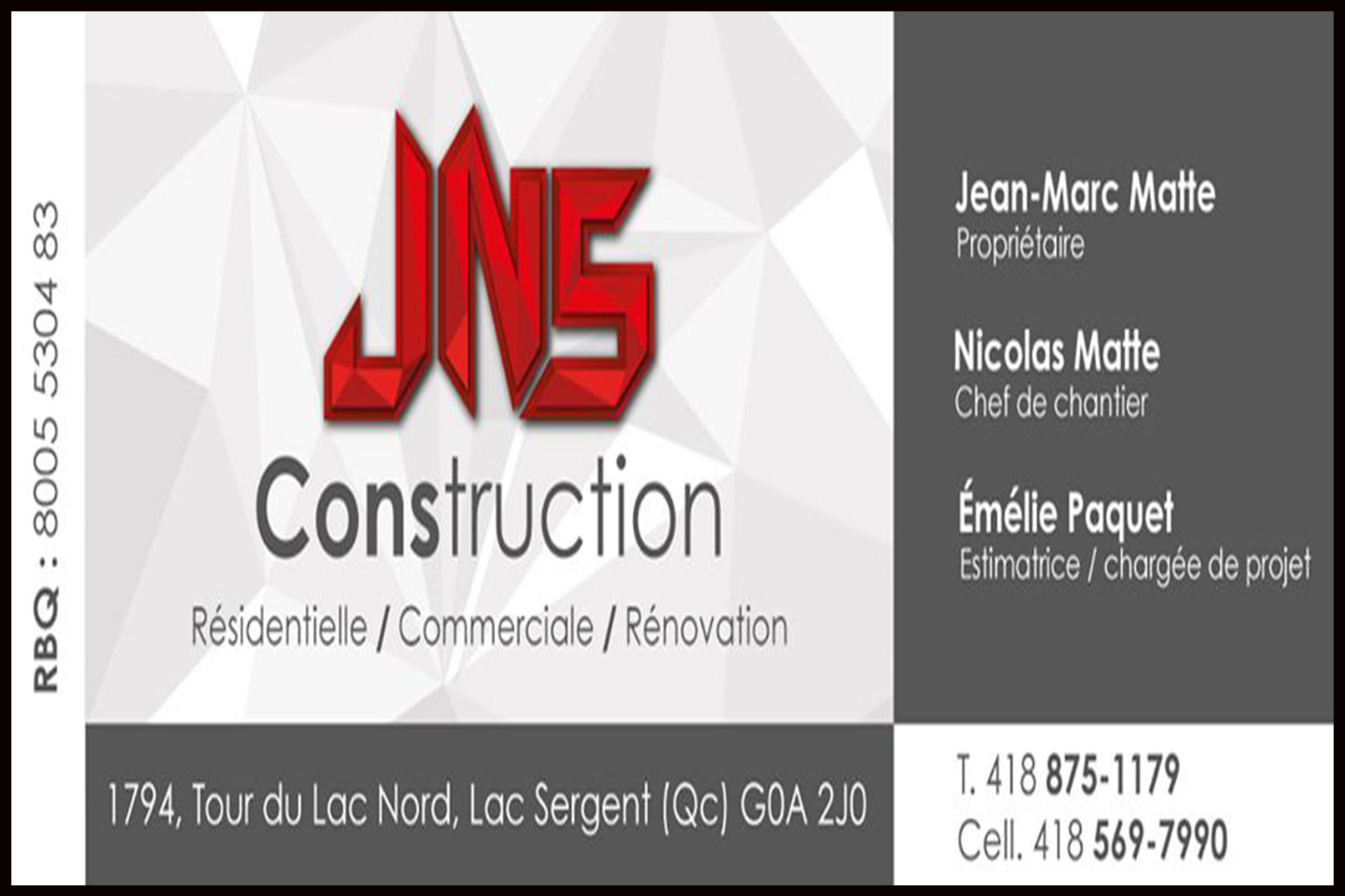 JNS CONSTRUCTION - Affaires Publications