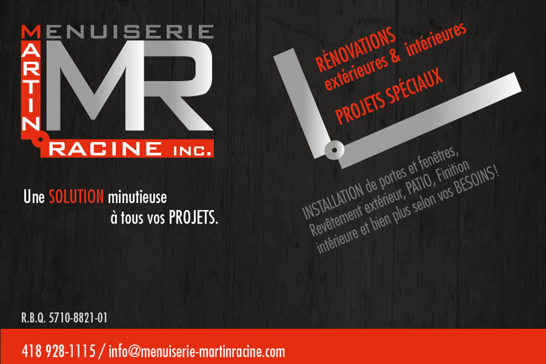 MENUISERIE MARTIN RACINE INC - Affaires Publications