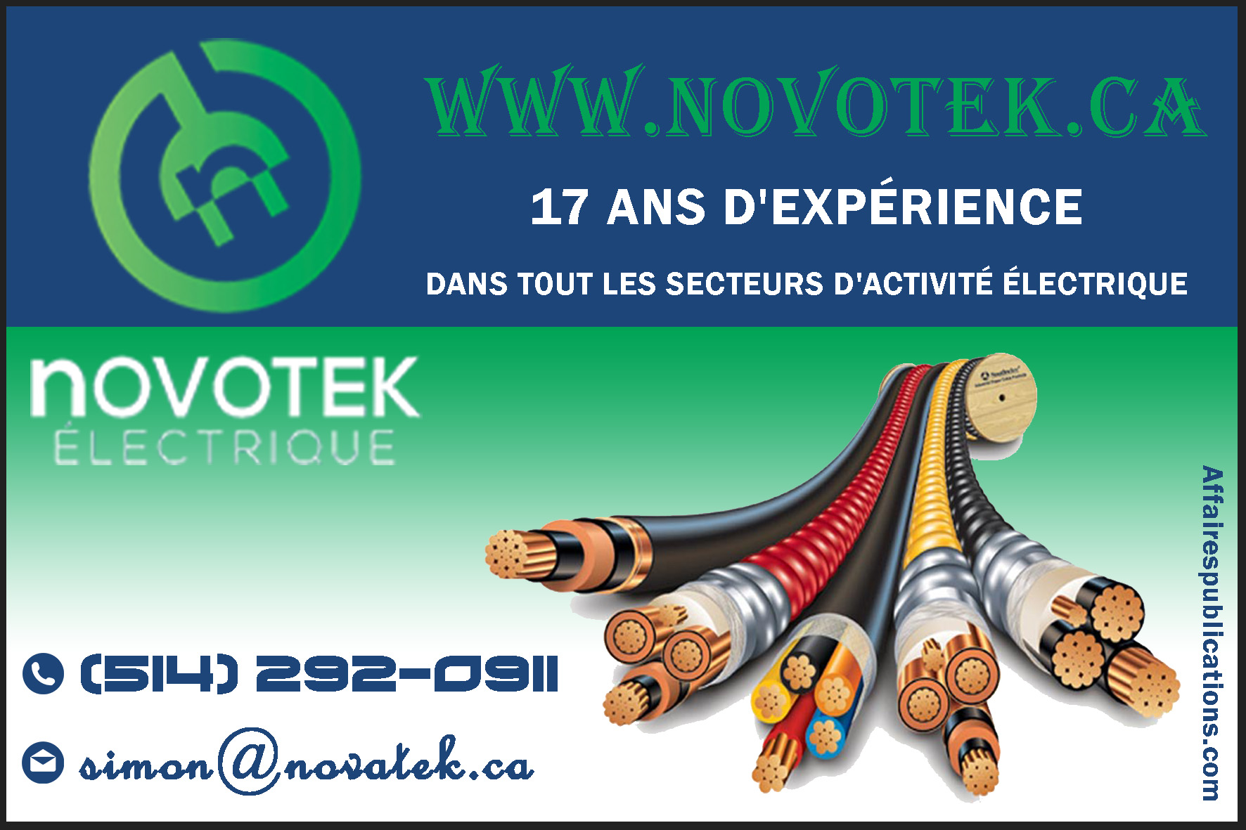 NOVOTEK ÉLECTRIQUE INC - Affaires Publications