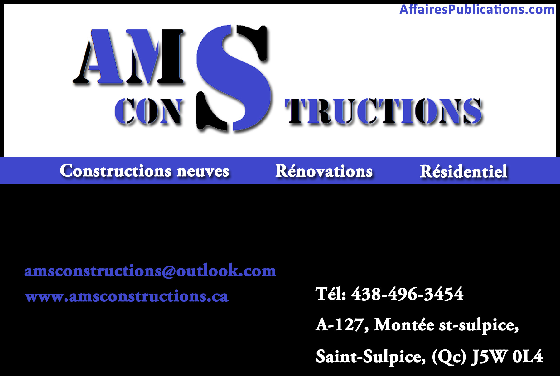 AMS CONSTRUCTIONS - Affaires Publications