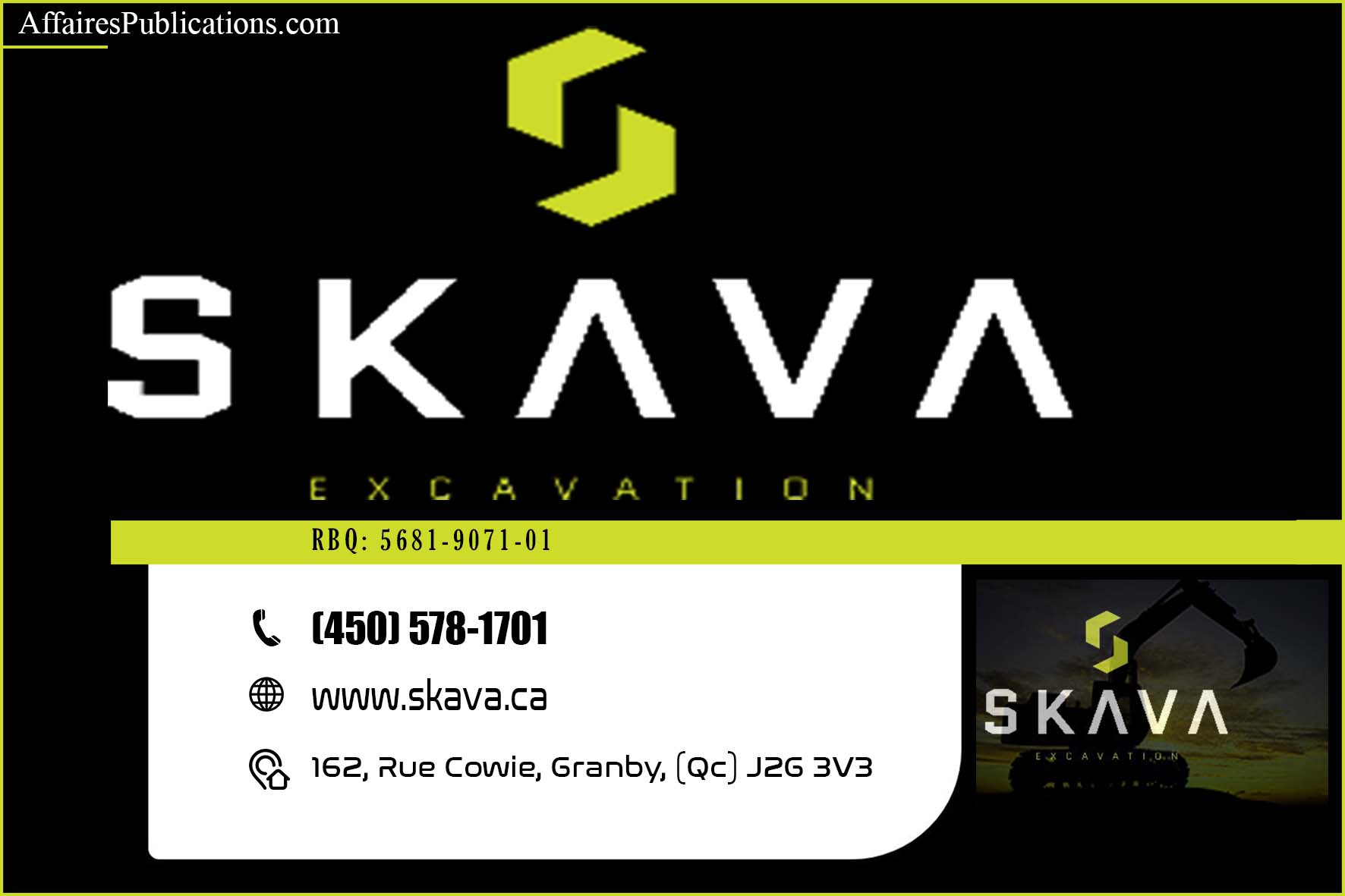 SKAVA EXCAVATION - Affaires Publications