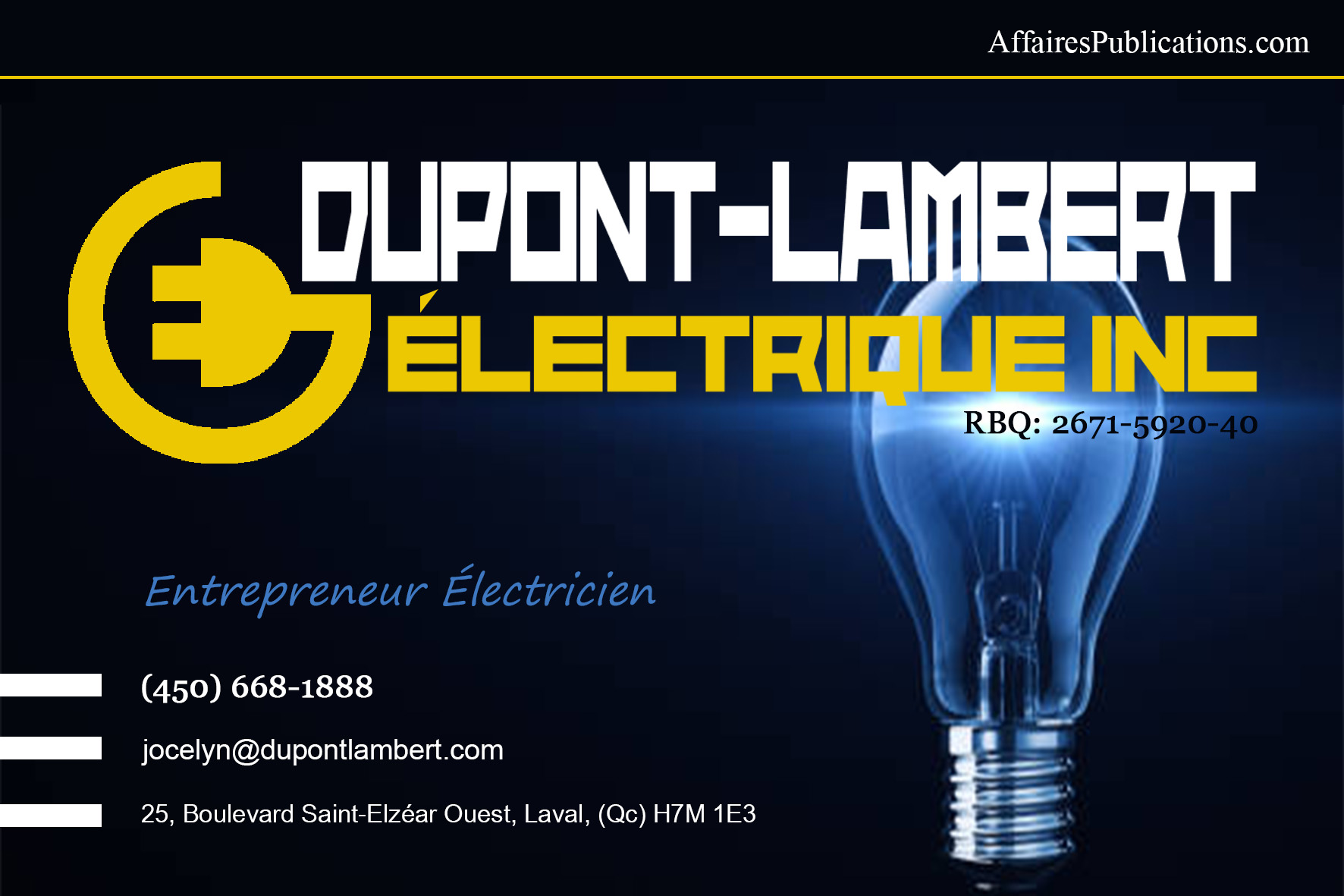 DUPONT-LAMBERT ÉLECTRIQUE - Affaires Publications