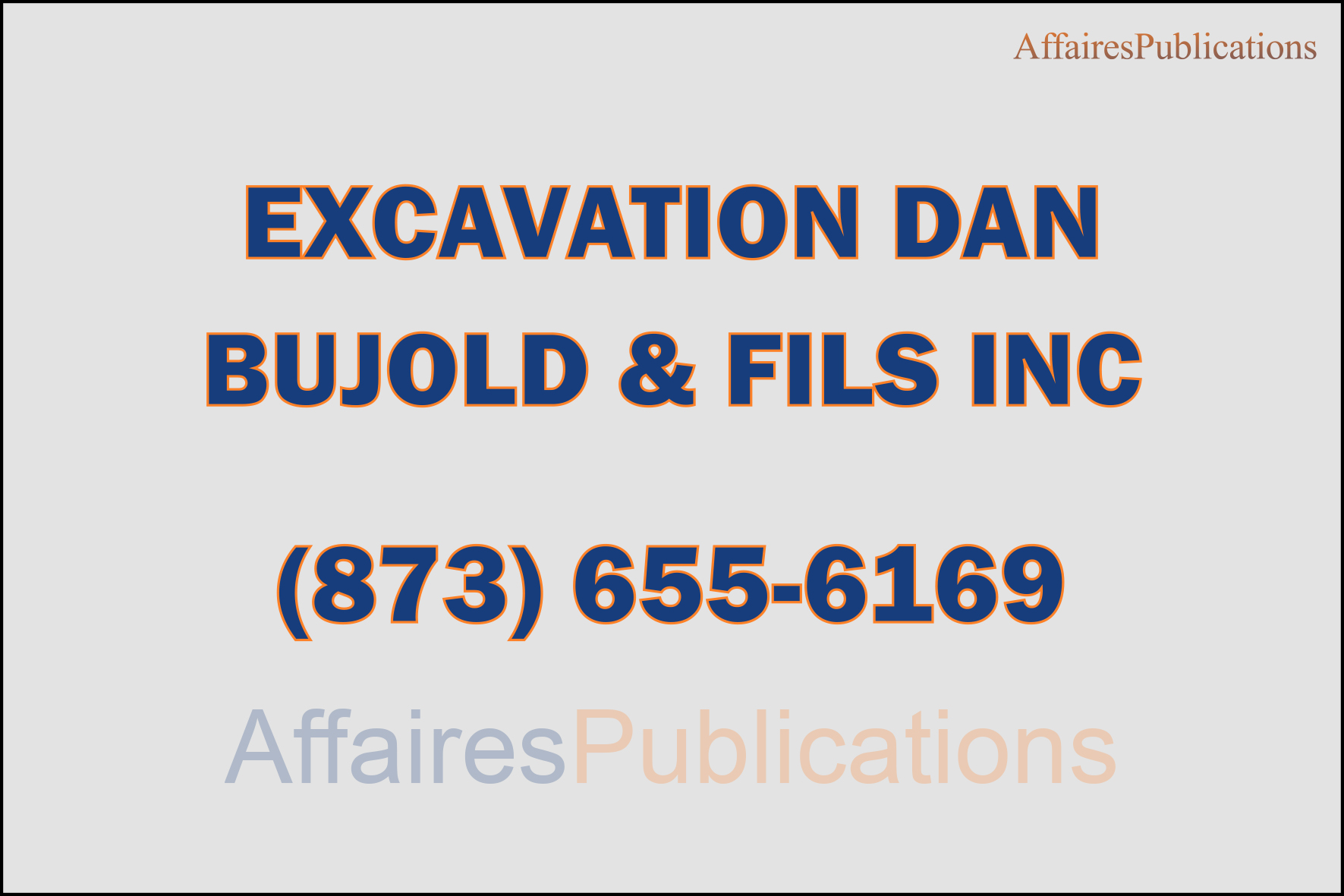 EXCAVATION DAN BUJOLD & FILS - Affaires Publications