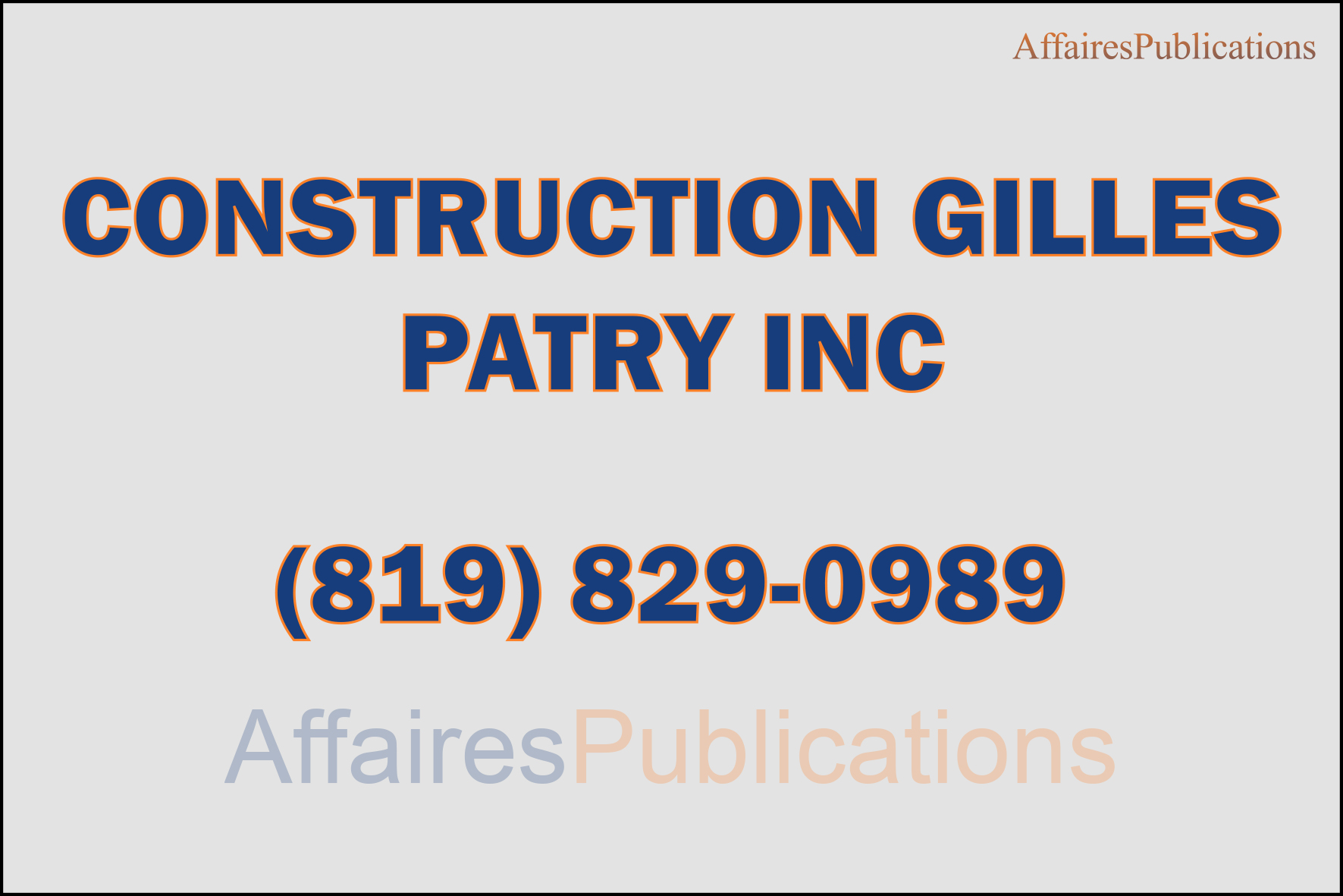 CONSTRUCTION GILLES PATRY INC – Listeo