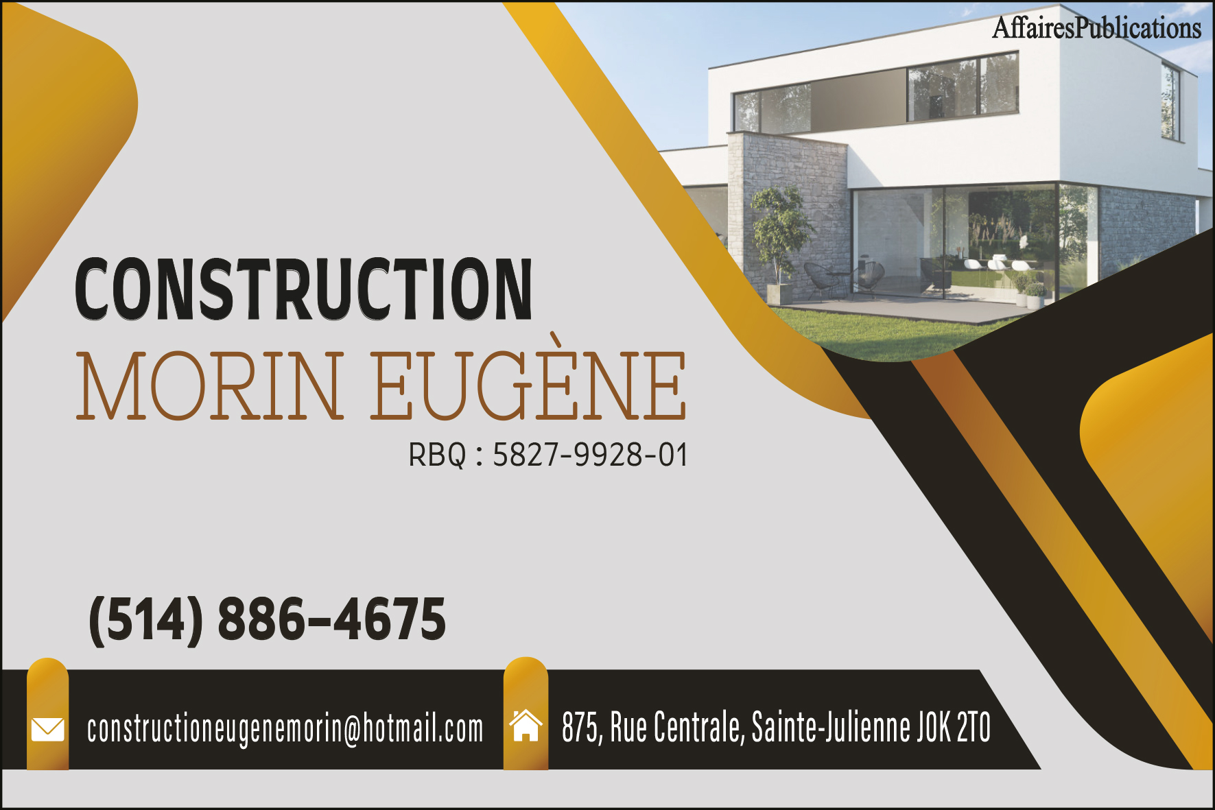 CONSTRUCTION MORIN EUGÈNE INC - Affaires Publications
