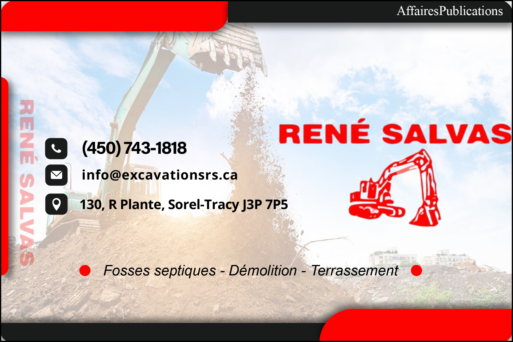 RENÉ SALVAS EXCAVATIONS INC - Affaires Publications