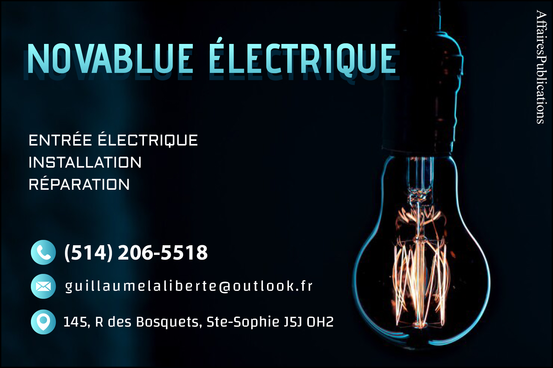 NOVABLUE ÉLECTRIQUE INC - Affaires Publications